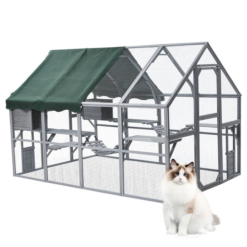 17 Stories 110 inch Extra Large Walk-In Cat Enclosure - Outdoor Catio w ...