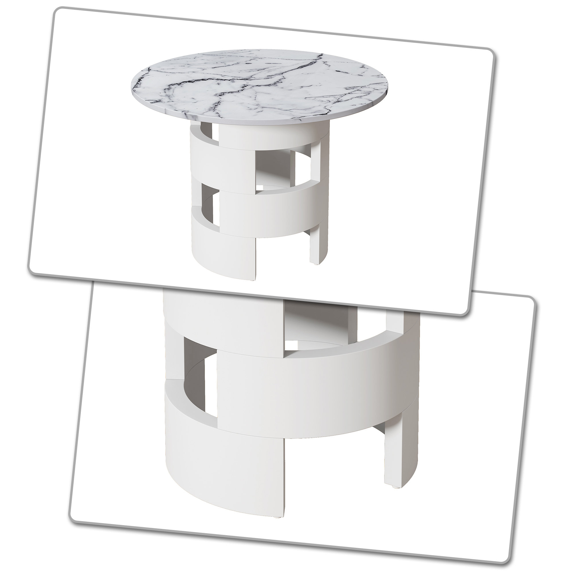 Wrought Studio™ Minimalist round dining table with MDF hollow ...