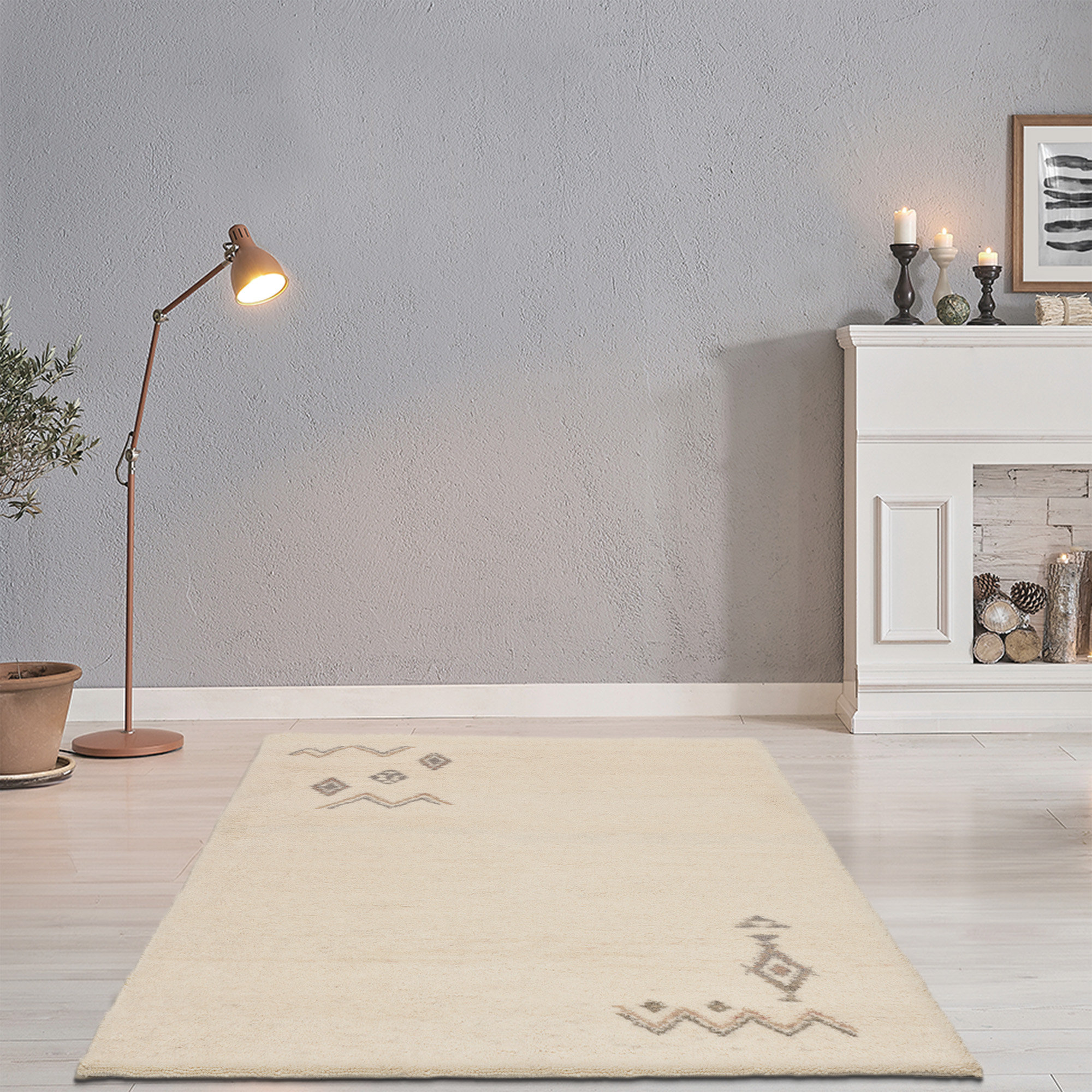 Theko Hand Knotted Wool Cream Indoor Rug | Wayfair.co.uk
