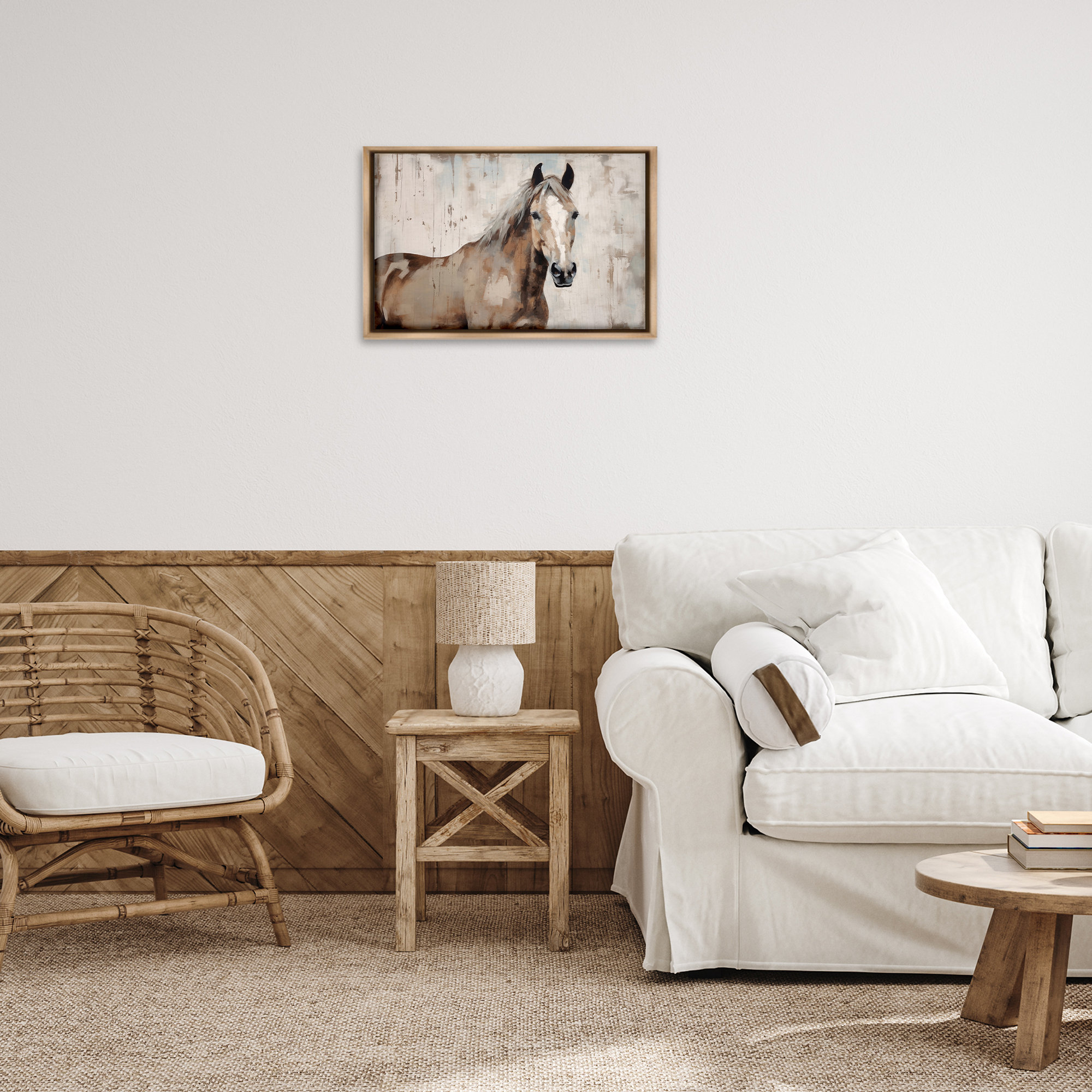 Millwood Pines Rustic Stoic Mare Gold Framed Floater Canvas by Irena ...