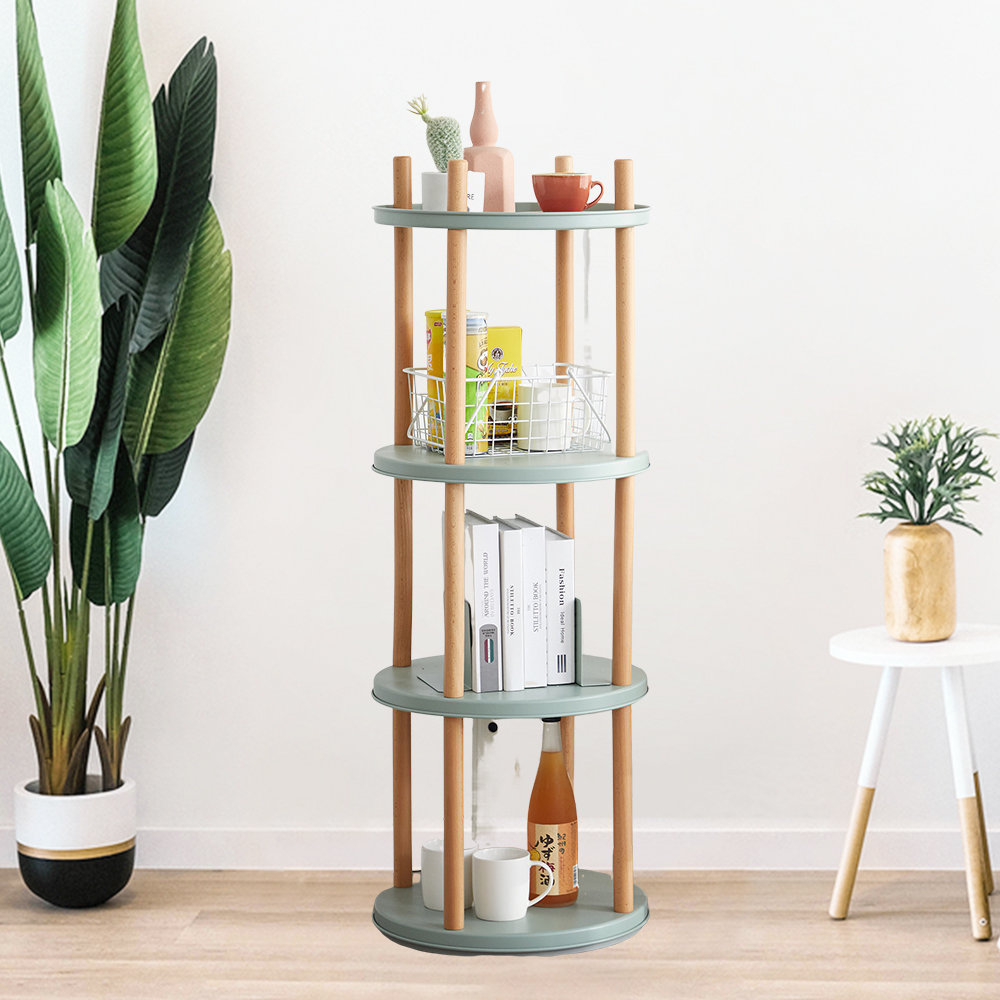 Rebrilliant Makenzi Rotating Storage Shelf, Adjustable 4-Tier Bookshelf ...