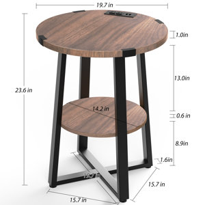 17 Stories Jalanda Tall End Table with 2 USB Ports, 2 Power Outlets ...