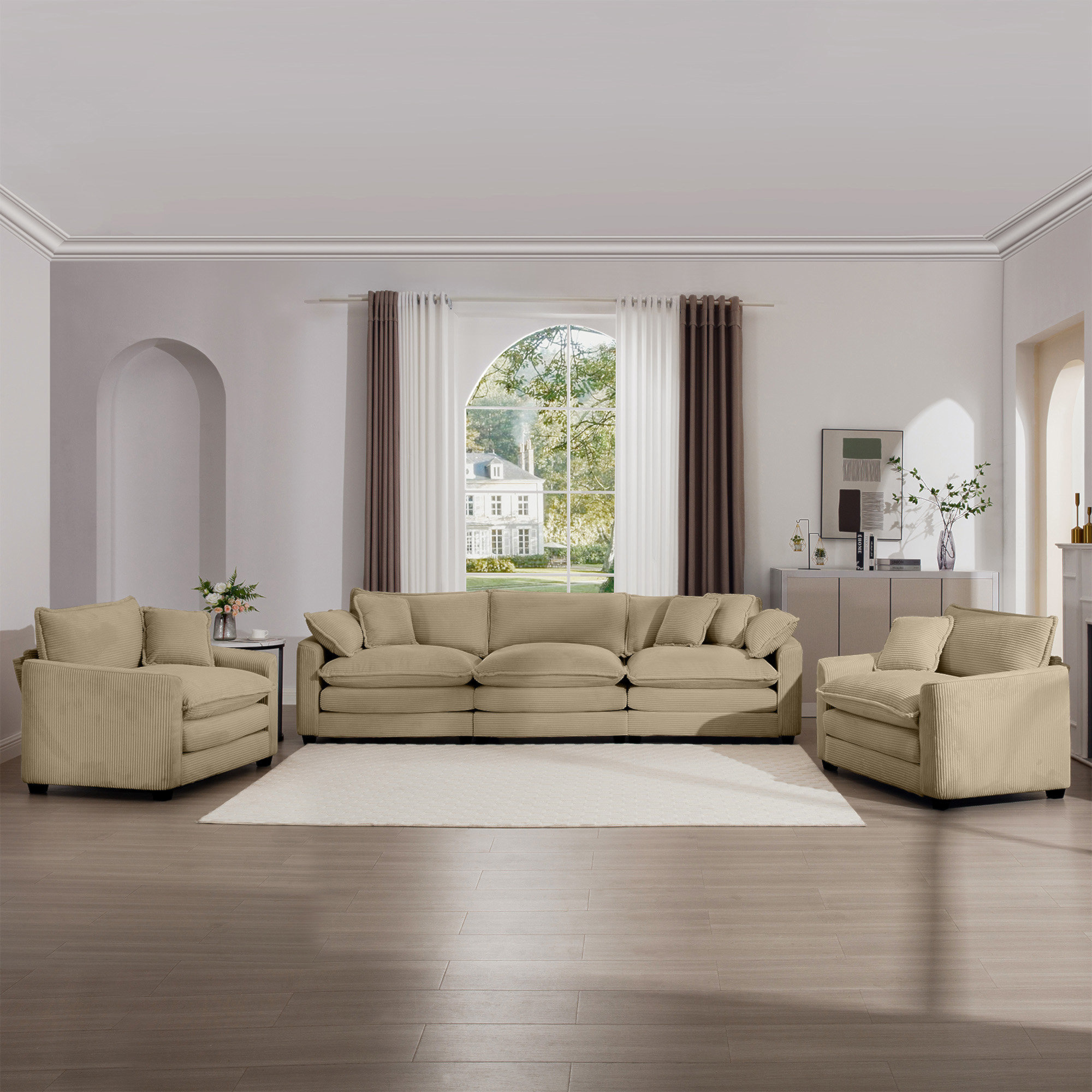 Latitude Run® Luxurious And Sophisticated Sofa Set With Soft Cushions And Pillows, Home For ...
