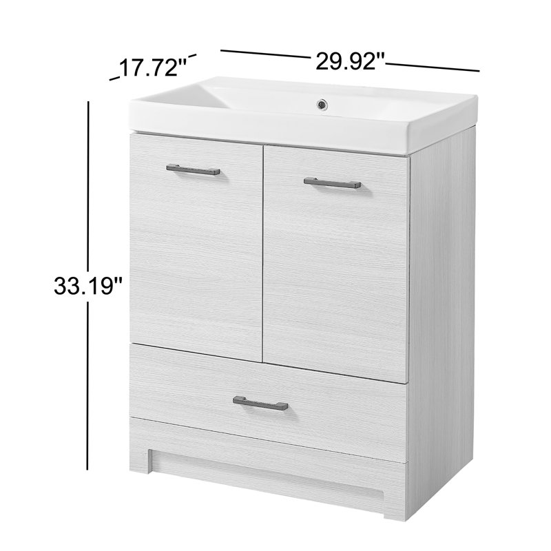 Ebern Designs Senuka 30" Danube Oak Farmhouse Free-standing 2-Doors & 1 ...