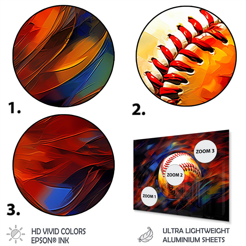 Design Art Baseball Abstract Glory I - Sports Metal Wall Art Set | Wayfair
