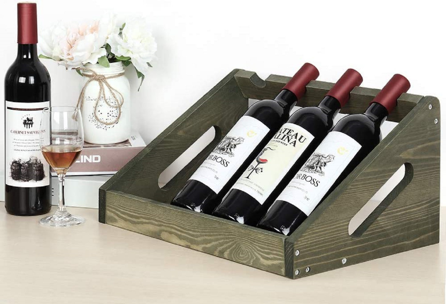 Gracie Oaks Mifflinville Solid Wood Tabletop Wine Bottle Rack | Wayfair
