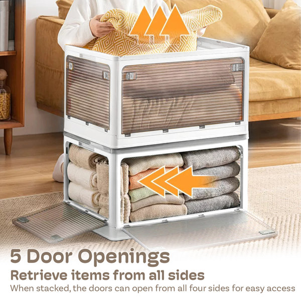 Ebern Designs Collapsible Storage Box Bin, 5 Side Clear Open Access ...