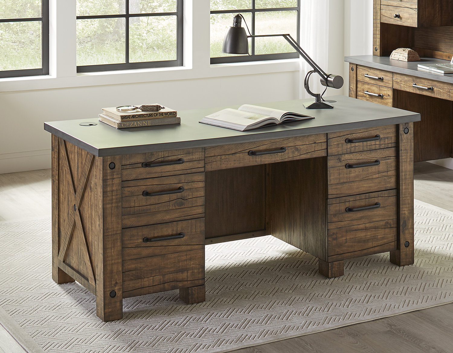 Wade Logan® Lathyn Solid Wood Executive Desk & Reviews | Wayfair