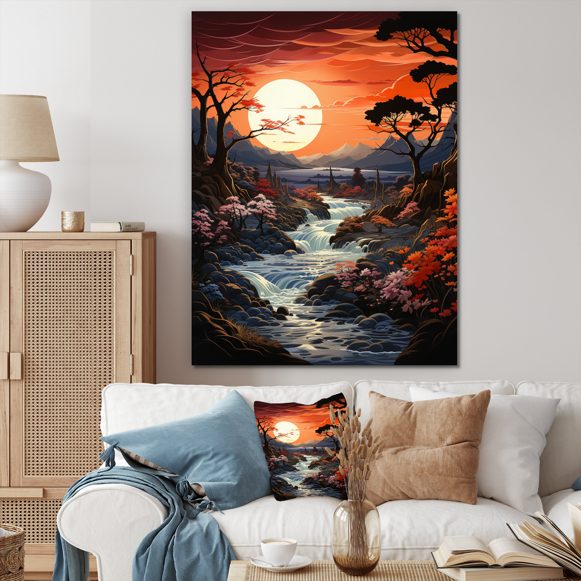 Millwood Pines African Pointillism Landscape At Sunset I African ...