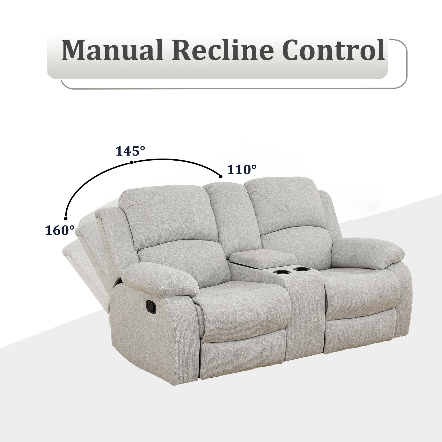 Latitude Run® Caritina 3 - Pieces White Gray Linen Reclining Living ...
