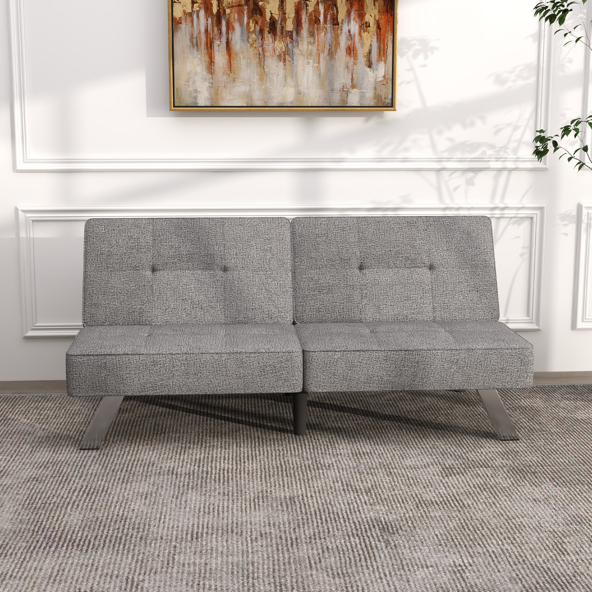 Ebern Designs Fuencisla 65" Futons Upholstered Convertible Armless Sofa ...