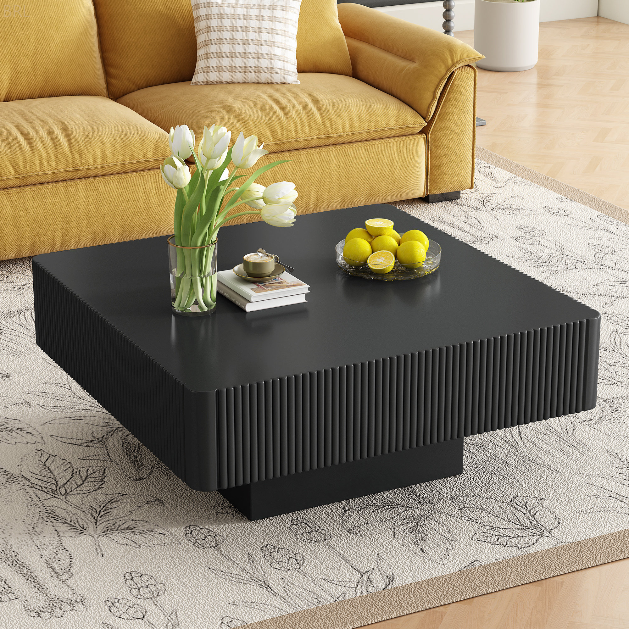 Ivy Bronx ON-TREND 31.6" Elegant Square Fluted Coffee Table With 7.1 ...