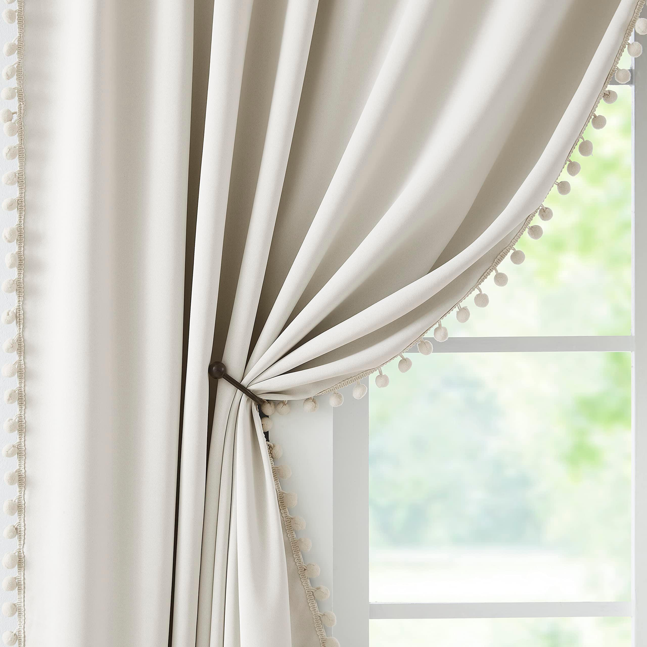 Dakota Fields Beige Blackout Curtains 84 Inches Long 2 Panels Triple ...