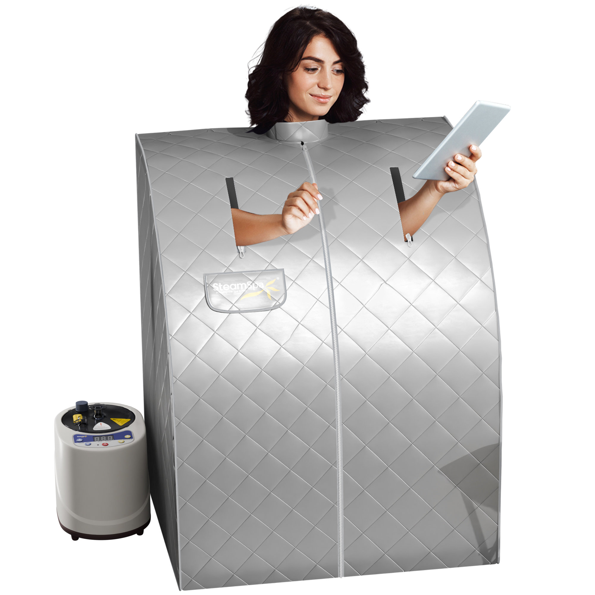 Steam Spa SteamSpa Portable 1-Person Square Indoor Home Sauna with 2-L ...