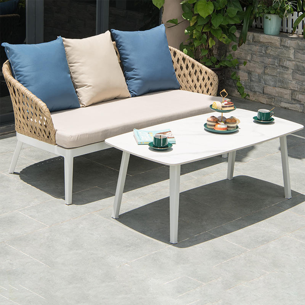 Corrigan Studio® Niyaz Outdoor rattan sofa fast sun bearing strong ...