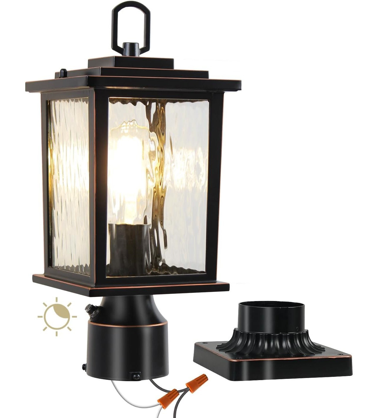 Winston Porter Dusk To Dawn Outdoor Post Light Oil-Rubbed Bronze Pole ...