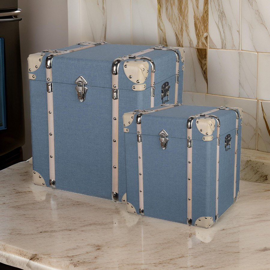 Darby Home Co Abaigh 34 Inch Accent Storage Trunk Set Of 2, Faux ...