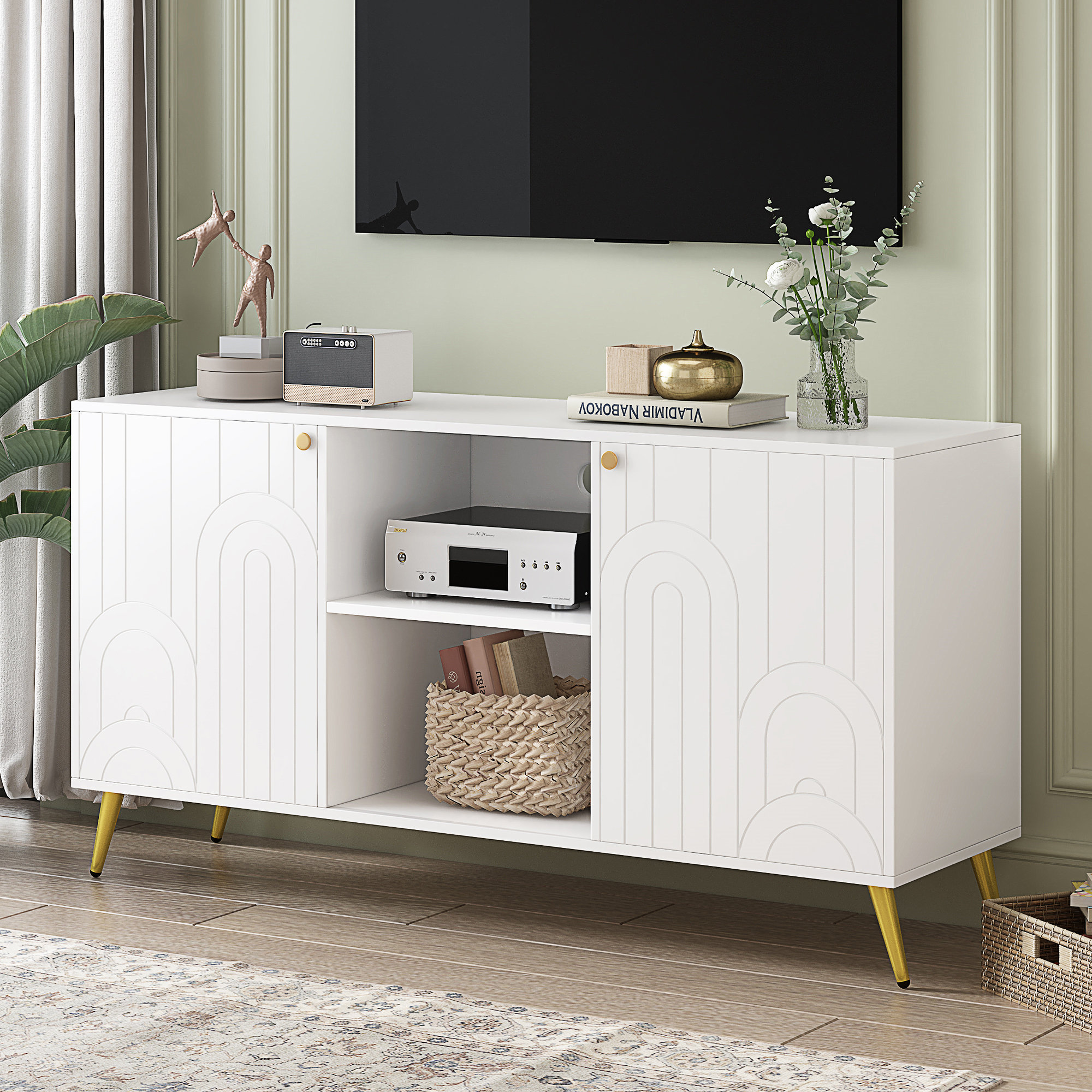George Oliver VIBE HAUS Modern TV Stand For Tvs Up To 55 Inches ...