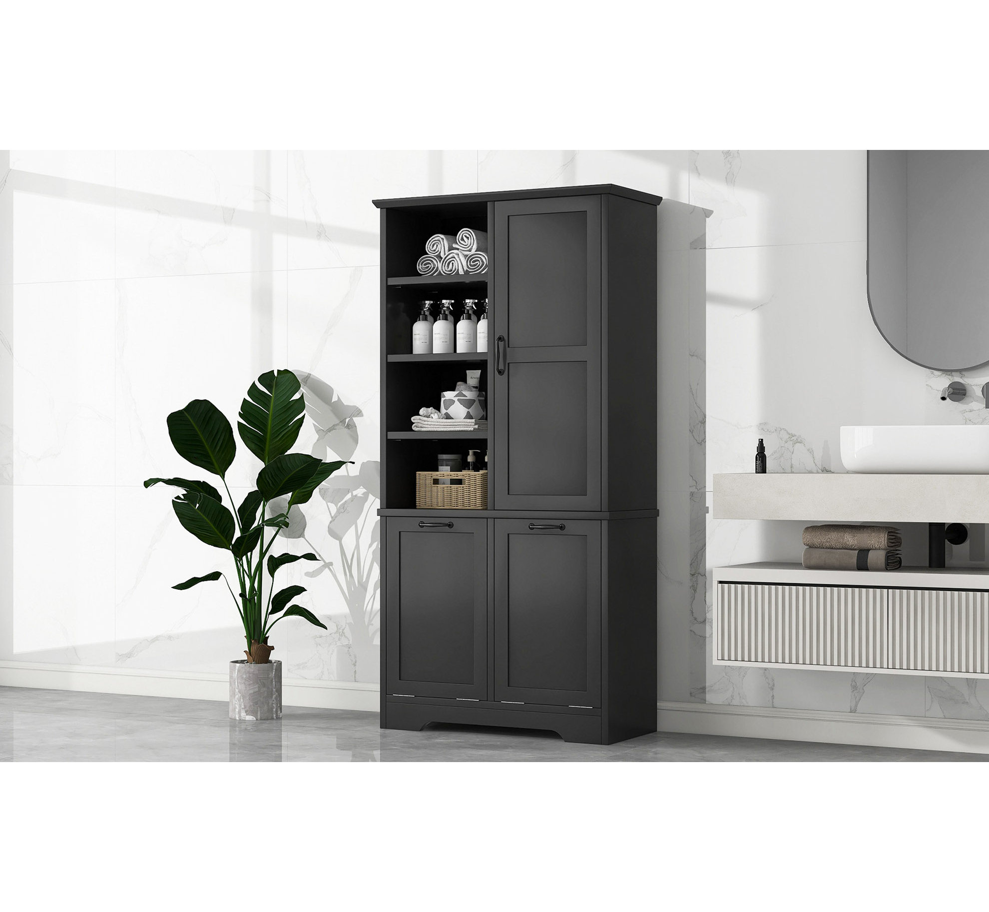 weixunguang Bathroom Storage Cabinet With Doors And Drawers, Tilt-Out ...