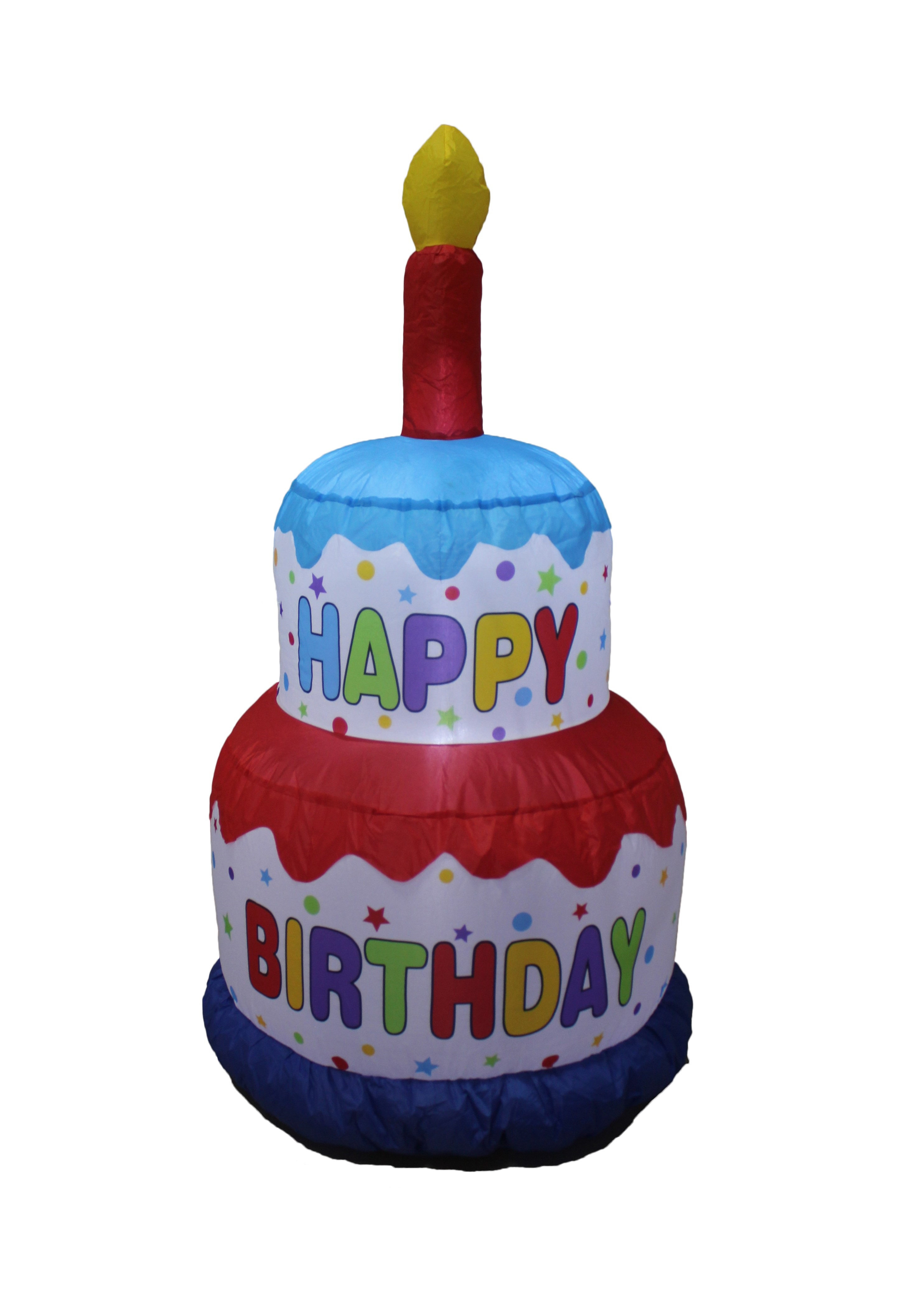The Party Aisle™ 4 Foot Tall Happy Birthday Cake Inflatable with Candle ...