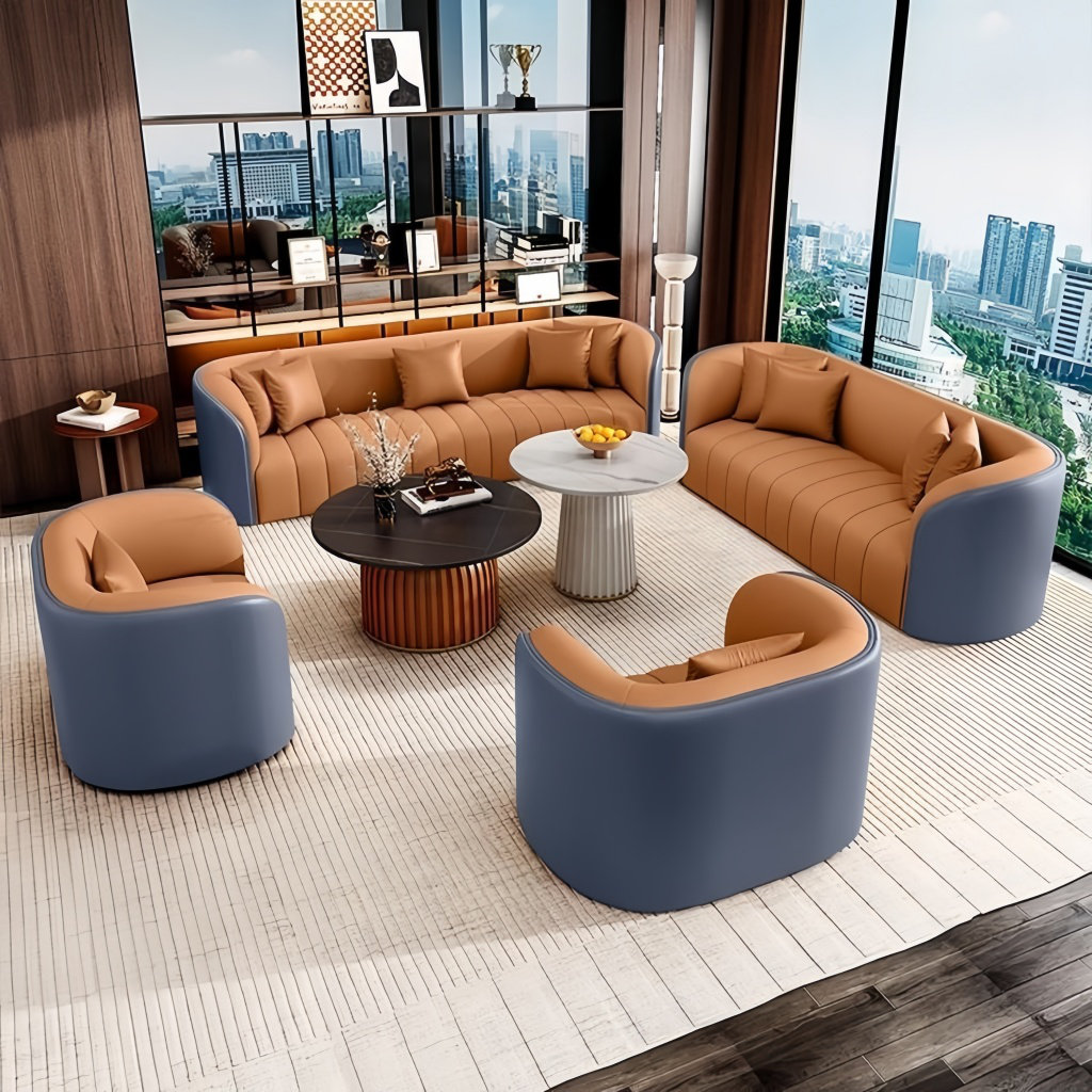 Lifton Light Luxury Simple Sofa Coffee Table Combination 6 - Piece Faux ...