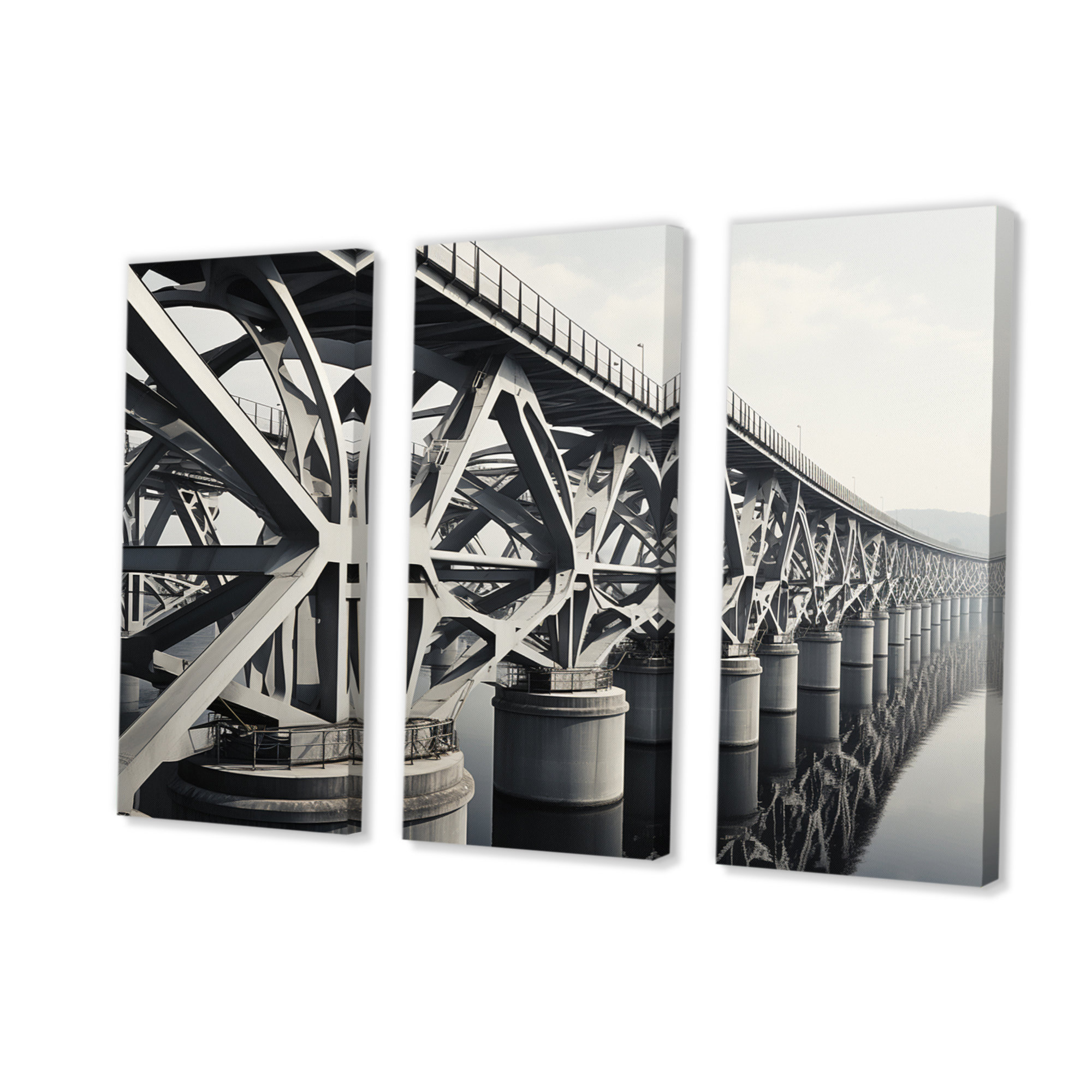 Design Art Grey Bridge Monochromatic Crossing Graphite I - Architecture ...