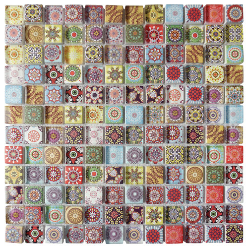 Supreme Tile Mediterranean 1" X 1" Beveled Glass Mosaic Tile & Reviews ...