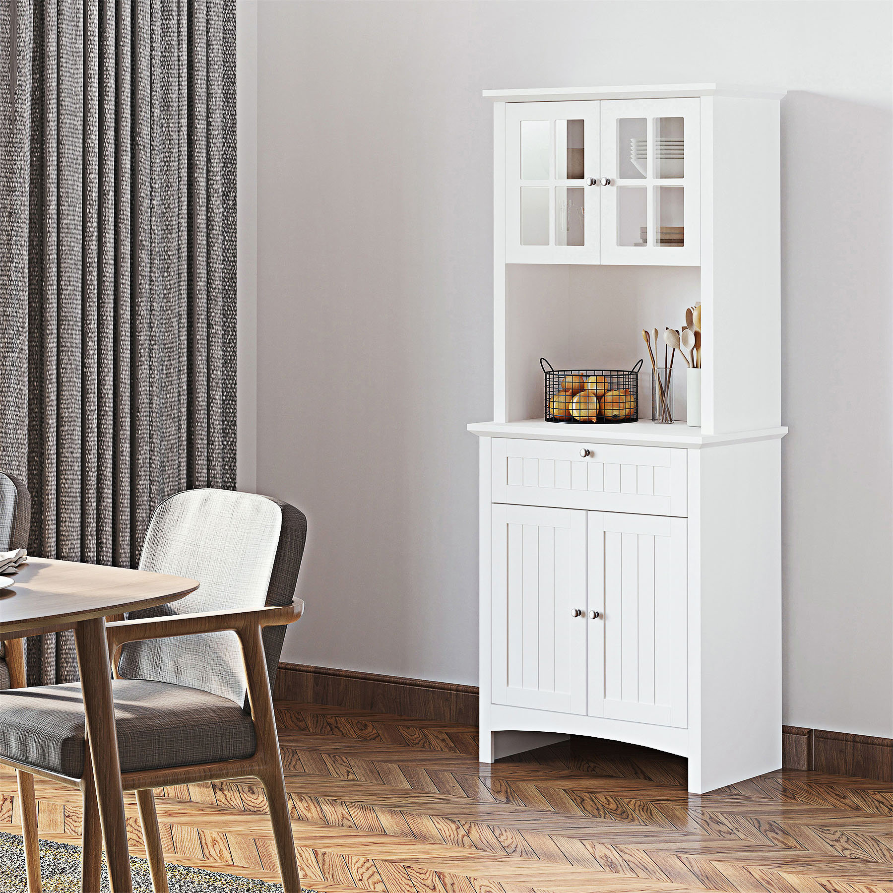 Ophelia & Co. Elegant Kitchen Pantry Storage Cabinet Buffet with Hutch ...