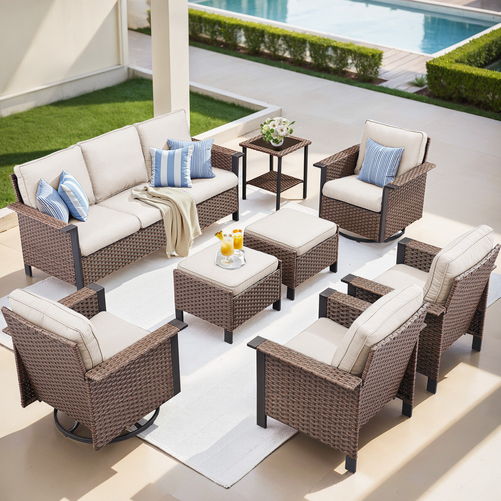 Red Barrel Studio® 8 Piece Wicker/Rattan Sofa Seating Group With ...