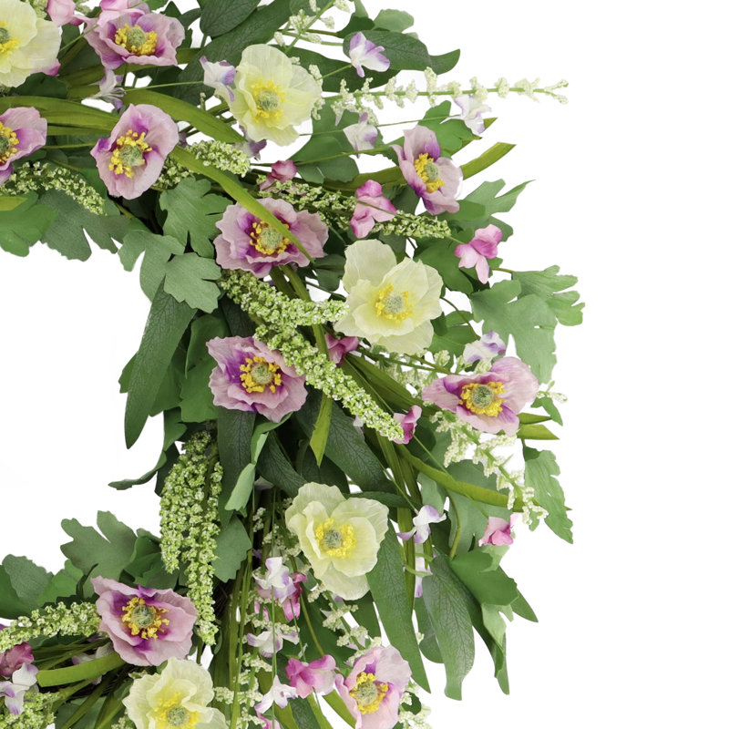 Ophelia & Co. 24" Artificial Poppy Spring Wreath & Reviews | Wayfair