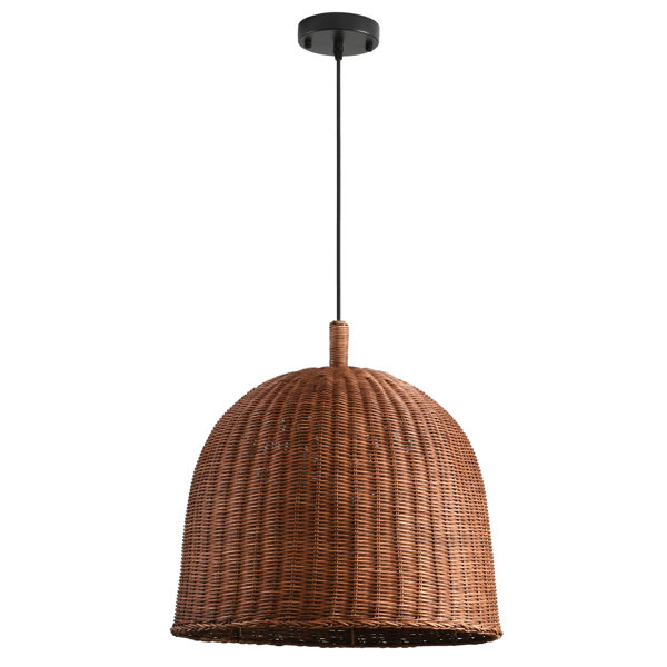 Bayou Breeze Caseyn 3-Light Dark Curry Rattan Pendant Light,Rustic ...