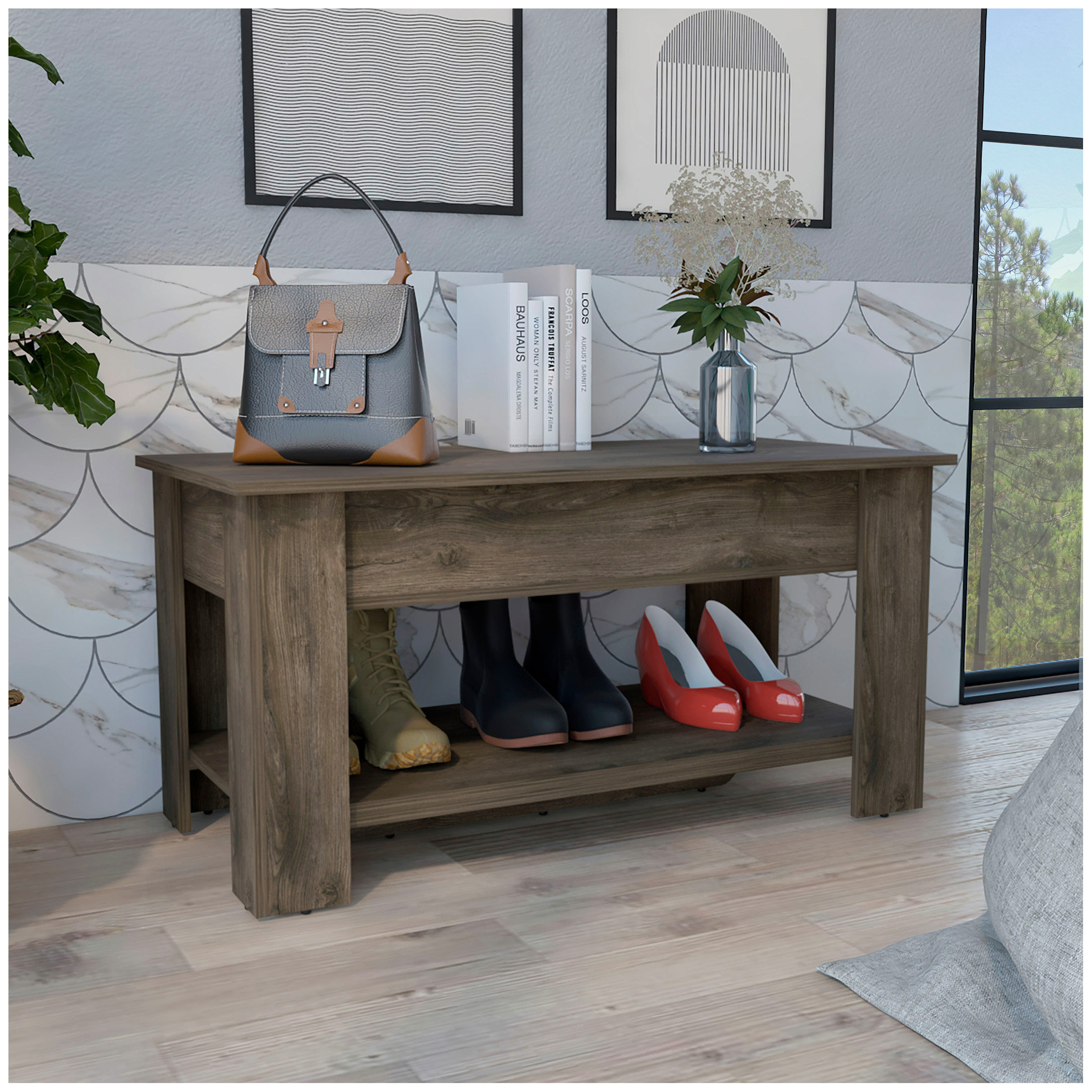 Latitude Run® Austin Storage Table, One Extendable Table Shelf, Four ...