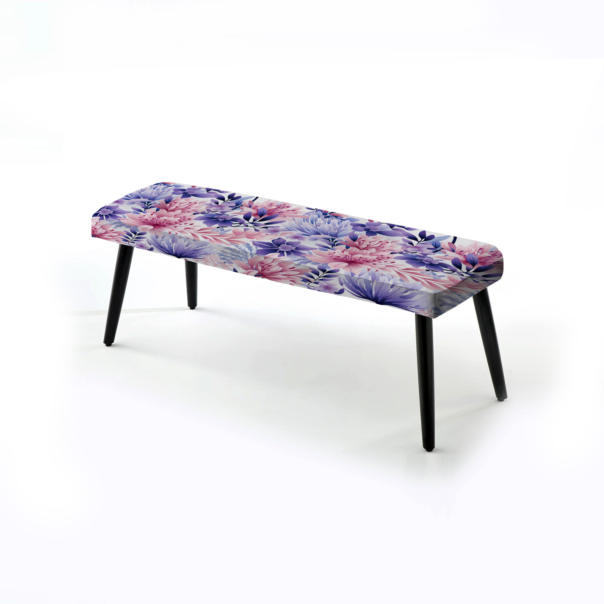 Design Art Violet Floral Garden Pattern - Floral Upholstered Black ...