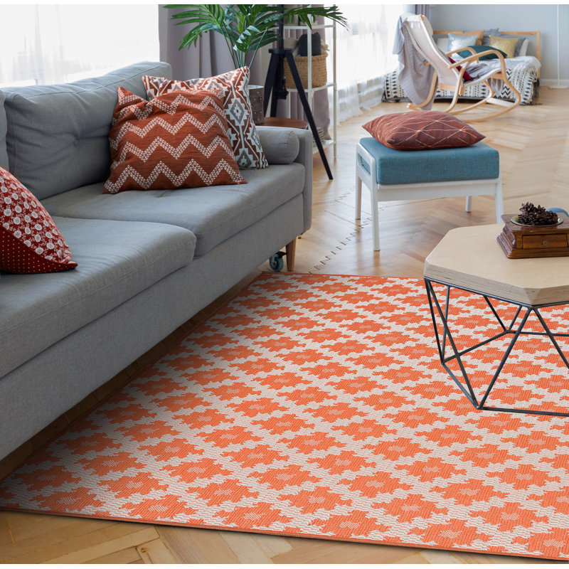 Wrought Studio Cheltenham Orange Indoor/Outdoor Rug & Reviews | Wayfair