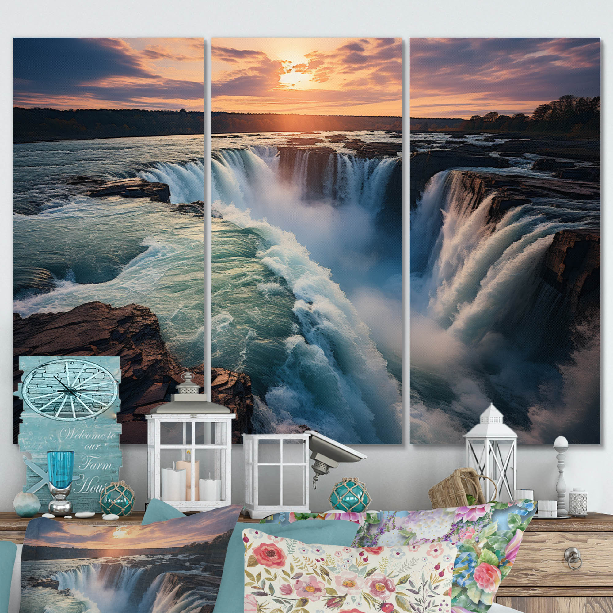 Design Art 3 Canada Falls Of Splendor II Wall Decor Set Metal | Wayfair
