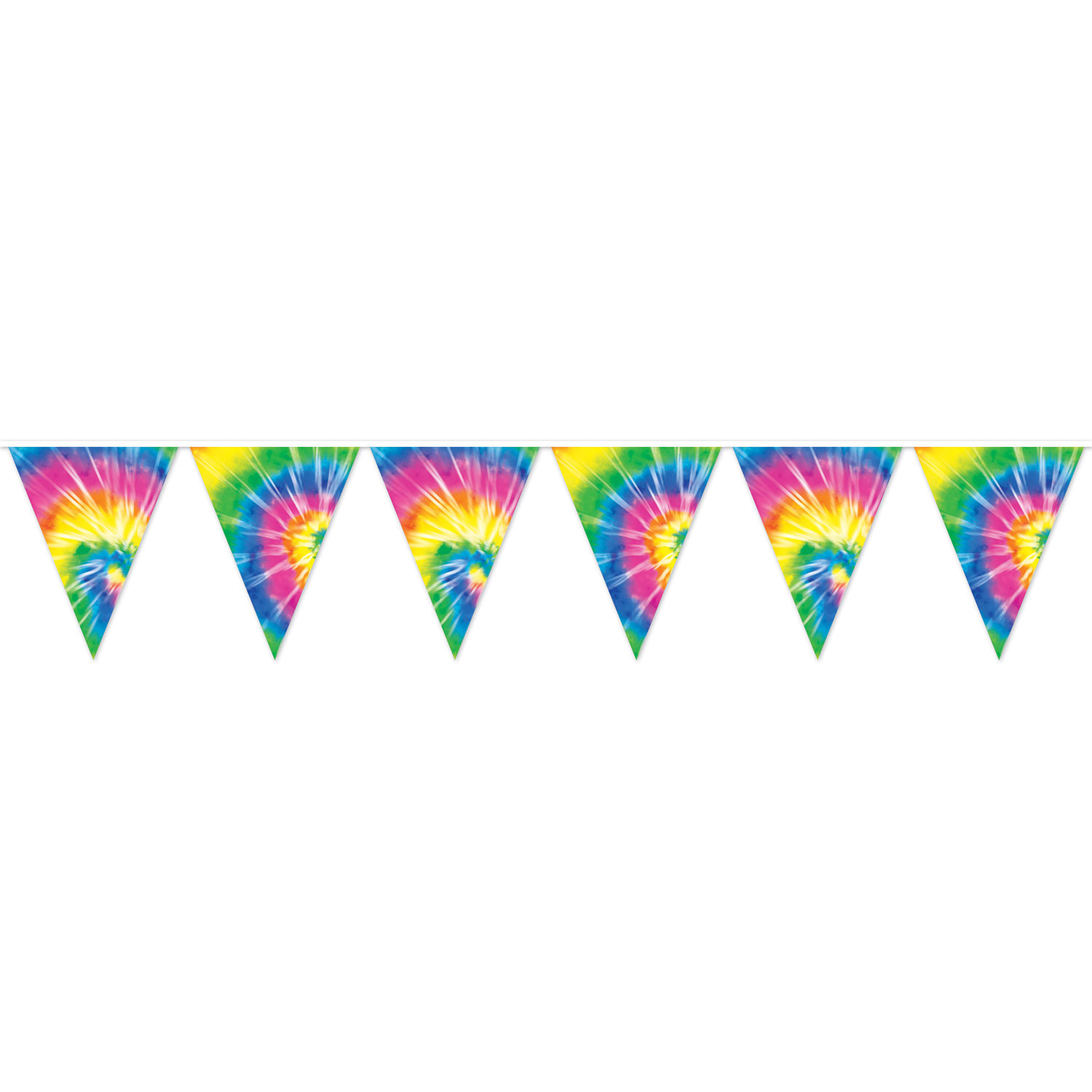 Beistle Tie-Dyed Pennant Banner - 11" x 12' - Pack of 12 | Wayfair