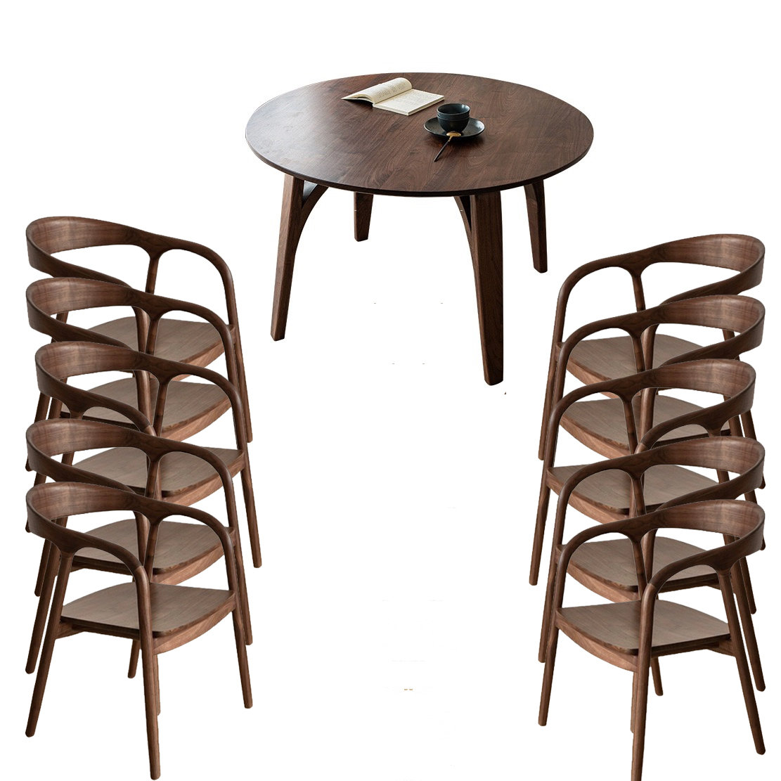 Dining Elegance Mid ancient style circular table and chair | Wayfair