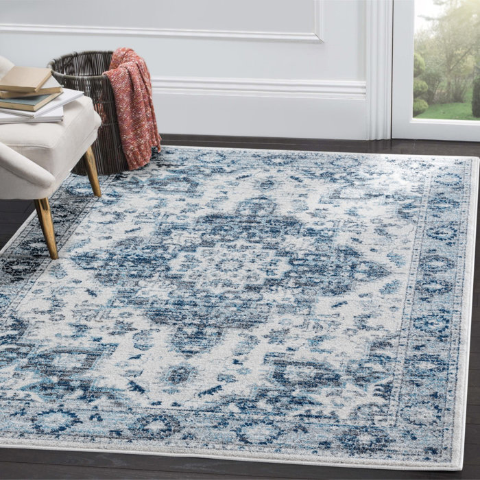 Bungalow Rose Dunnes Performance Blue Rug & Reviews | Wayfair