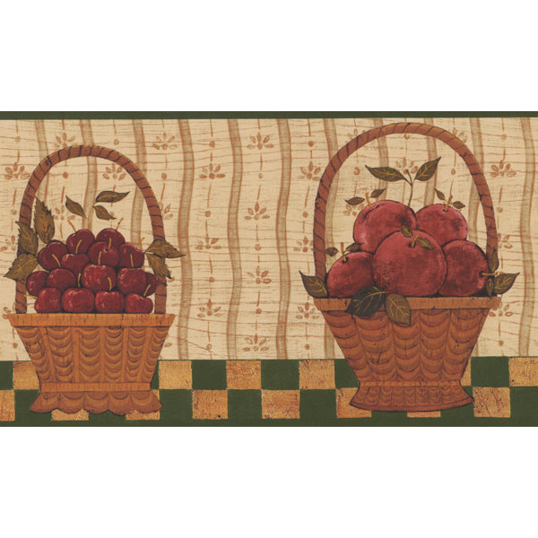 CONCORD WALLCOVERINGS ™ Rustic Design 15' L x 7" W Fruit Berry Baskets ...