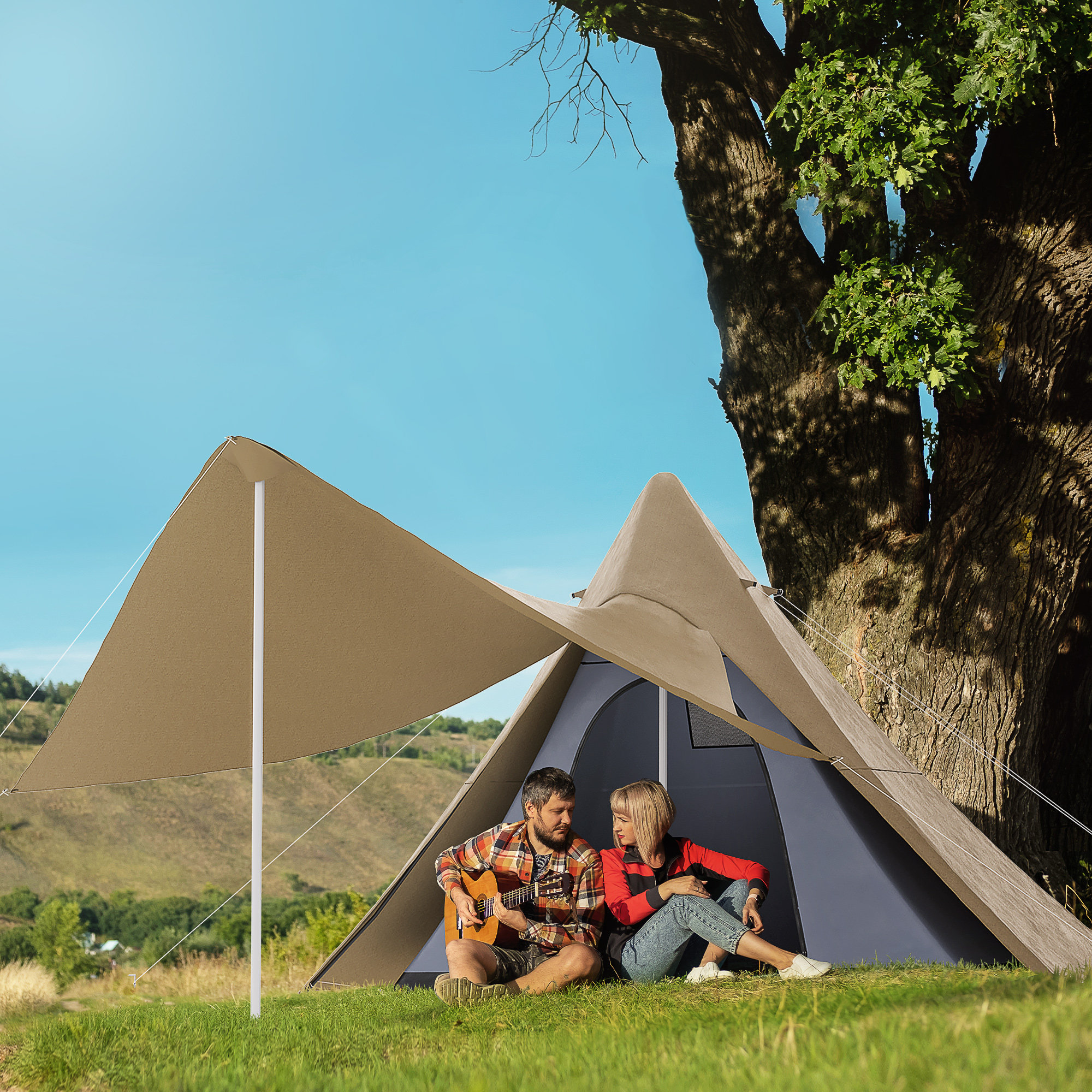 Outsunny Tente de tipi pour 2 personnes Outsunny, tente de camping ...