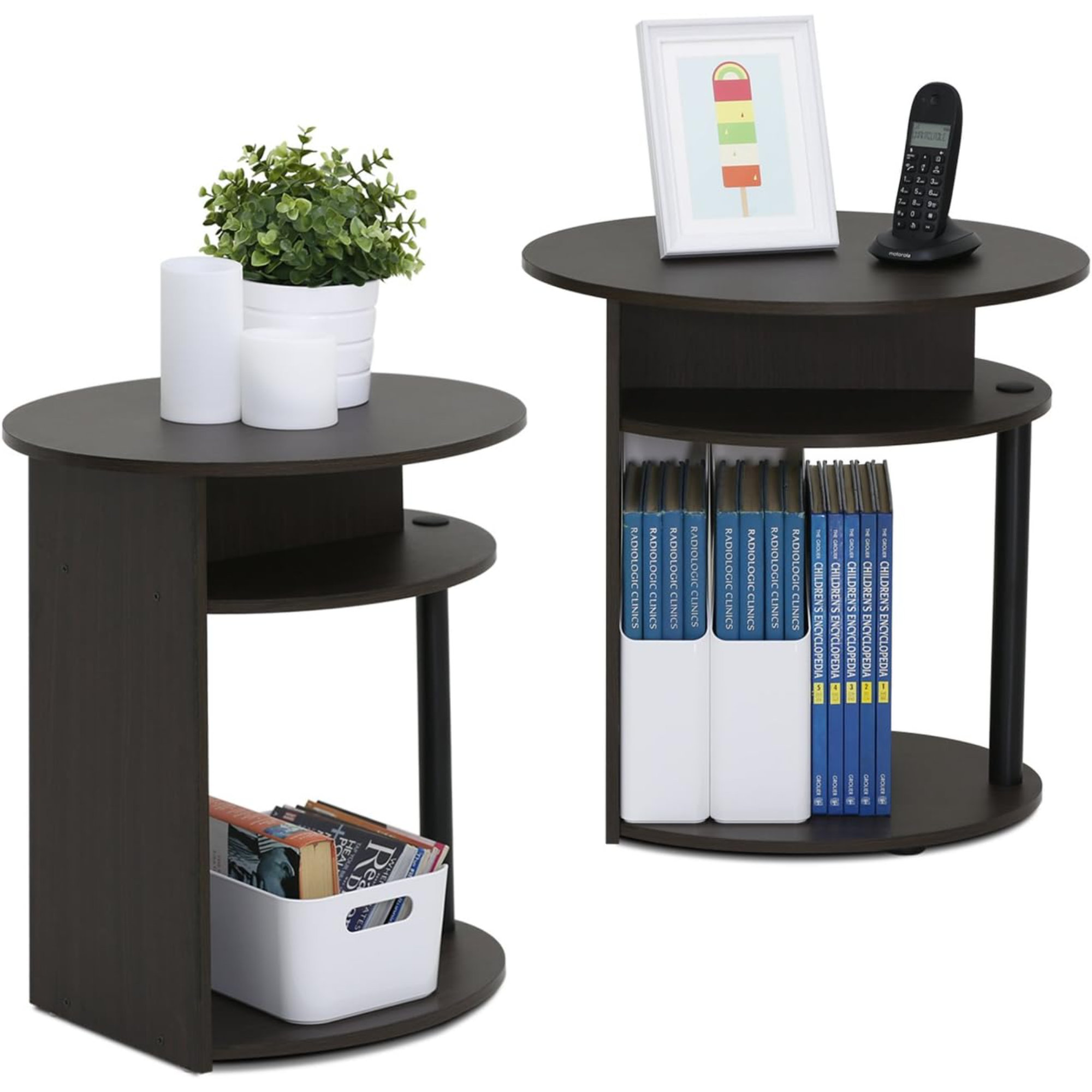 Ebern Designs Trevan 18.8'' tall Floor Shelf End Table Set | Wayfair