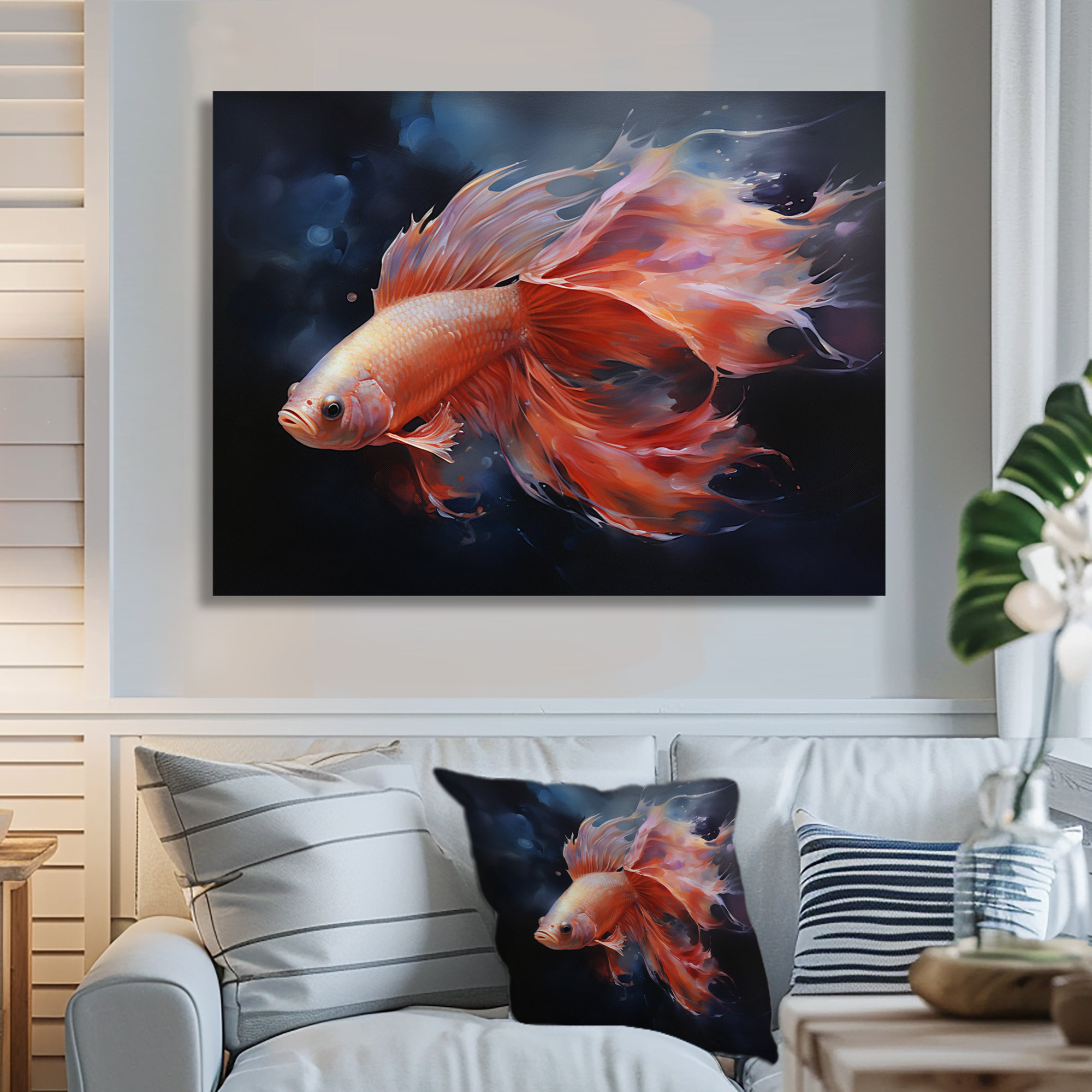 Bay Isle Home™ Vibrant Red Betta Fish Majestic Tail - Fish Animal Wall ...