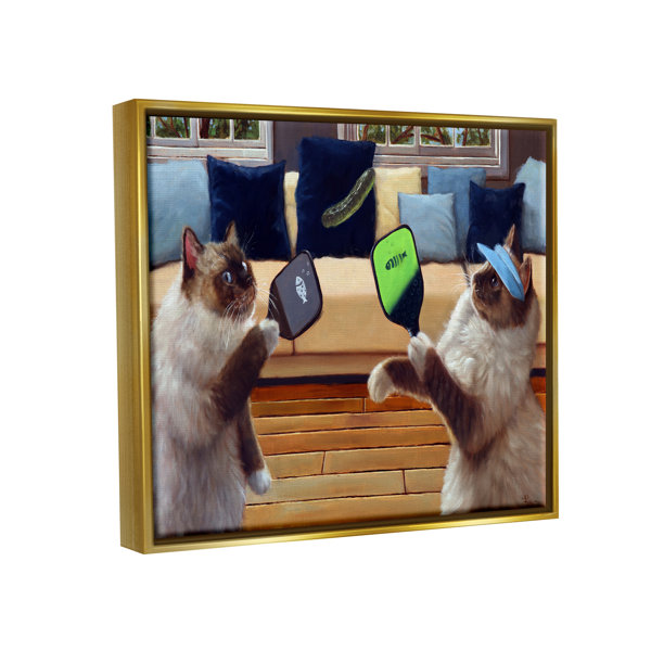 Trinx Cats Playing Ping Pong Framed On Canvas Print | Wayfair