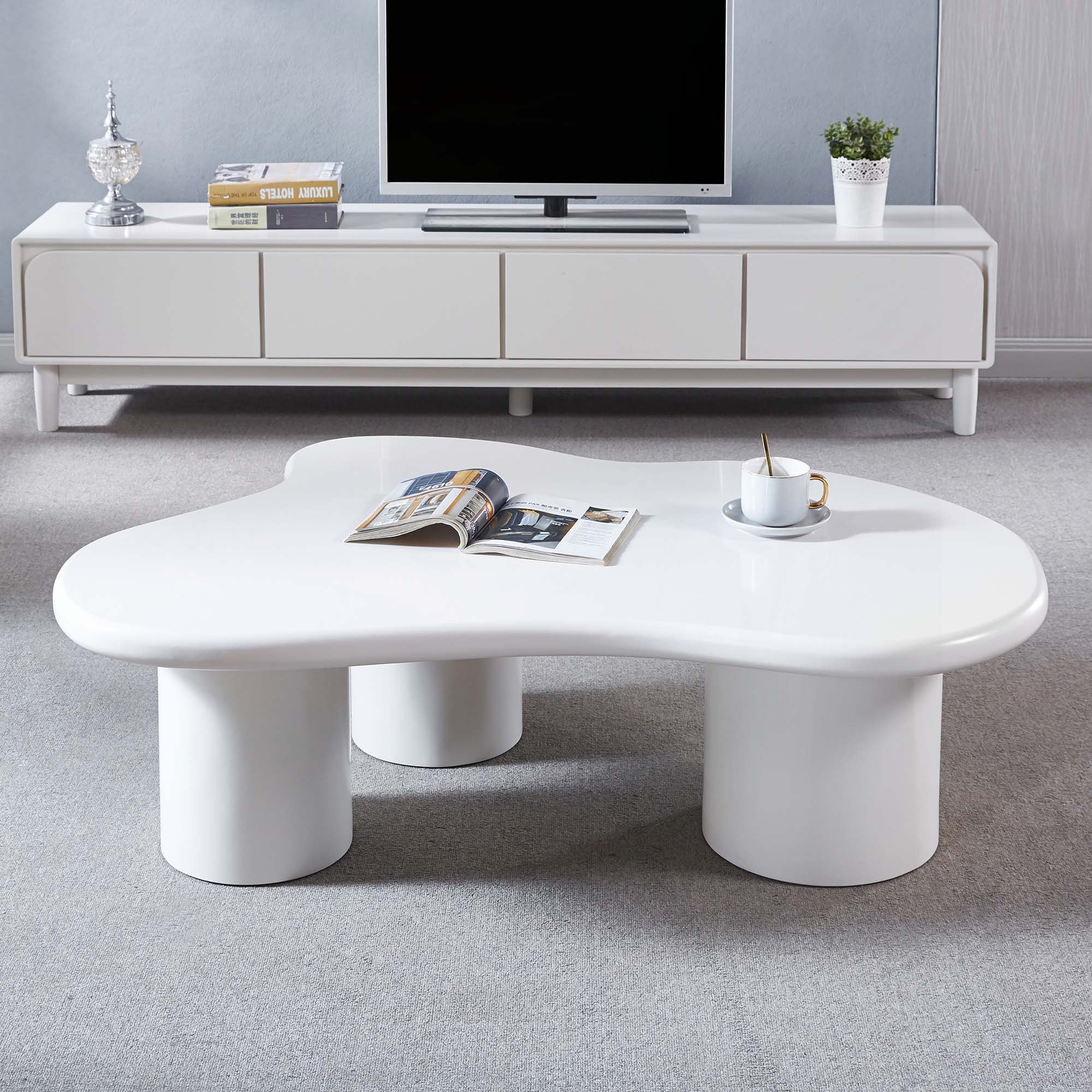 Latitude Run® Modern Style Coffee Table with Unique Desktop Design and ...