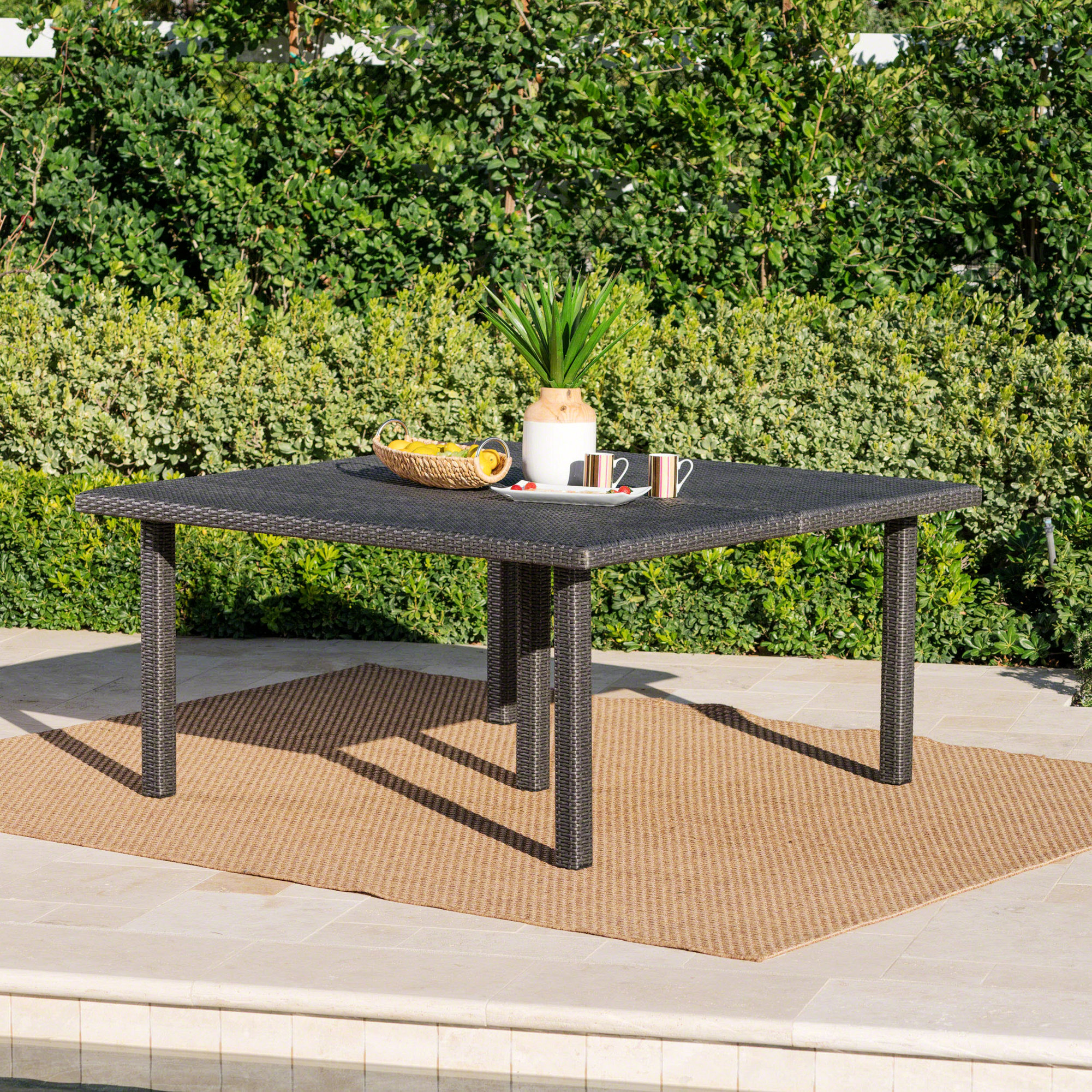 Latitude Run® Outdoor Wicker Dining Table Durable Construction With ...
