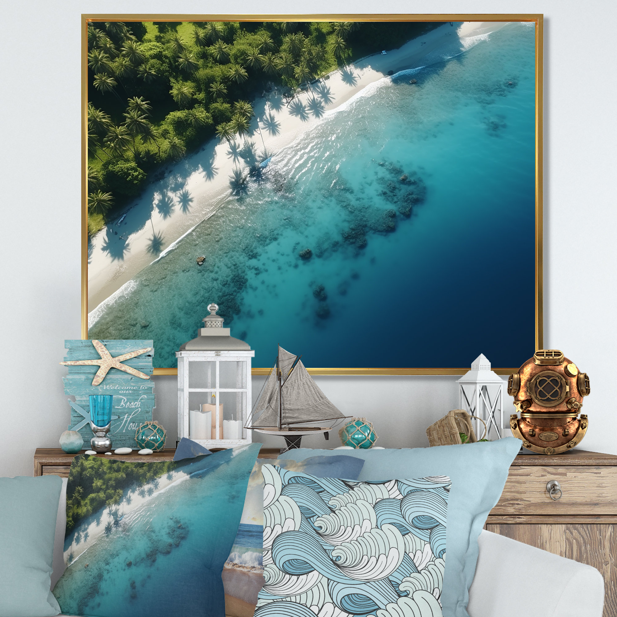 Bay Isle Home™ Plage relaxante vue aérienne V - Art mural plage ...