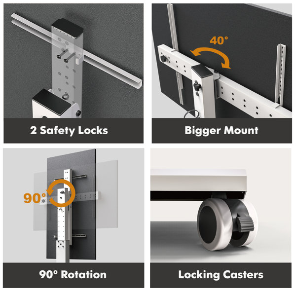 Inbox Zero Meuy Modern Rolling TV Stand with Wheels for 32-70 inch LED ...