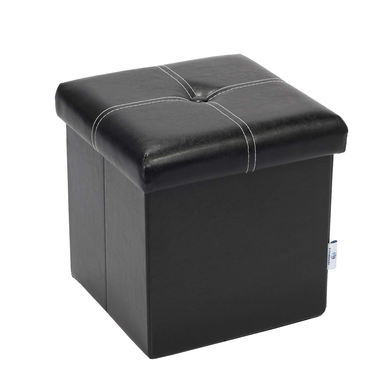 Ebern Designs Storage Ottoman With Faux Leather Foldable Small Square ...