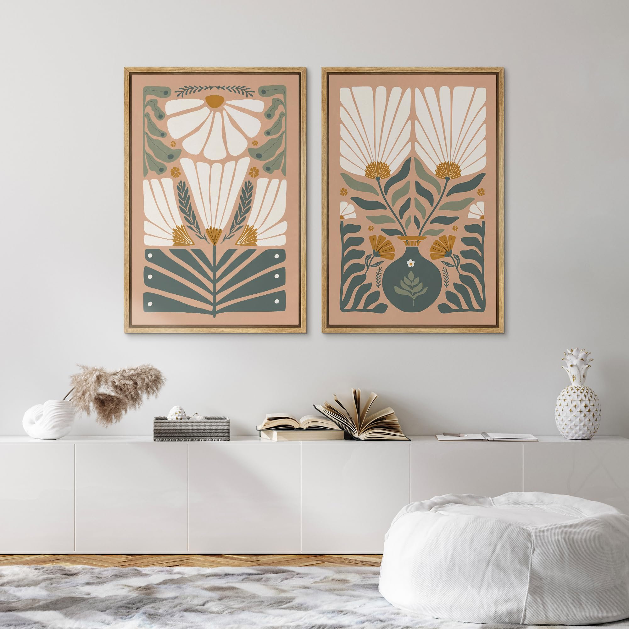 wall26 Garden Silhouettes Abstract Flora In Calming Neutrals Modern Art ...