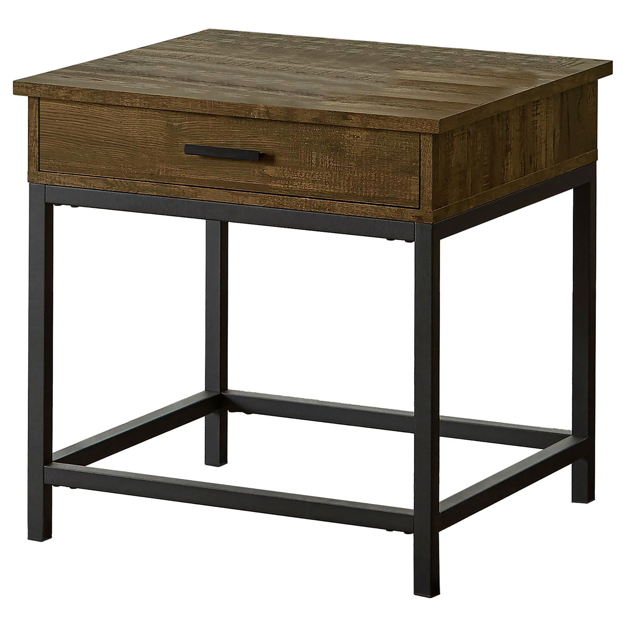 17 Stories Brown Oak And Sandy Black Square End Table | Wayfair